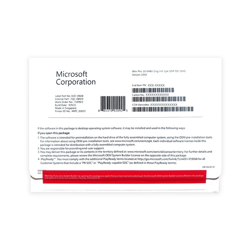 Microsoft Windows 10 Pro - Inclui Licença COA E DVD Em Envelope Selado